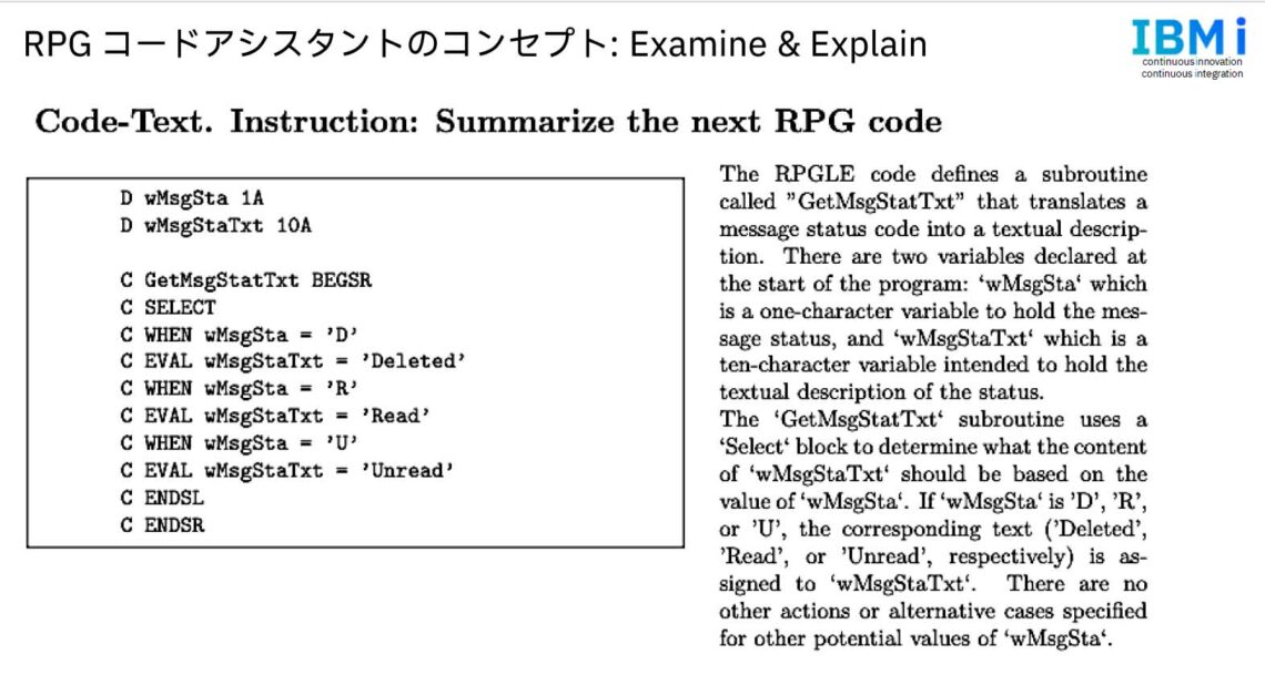 開発中のRPG特化の生成AI「IBM i Code Assistant」を紹介、FF RPGを生成、コードの説明、テストコード生成 ～大規模 ...